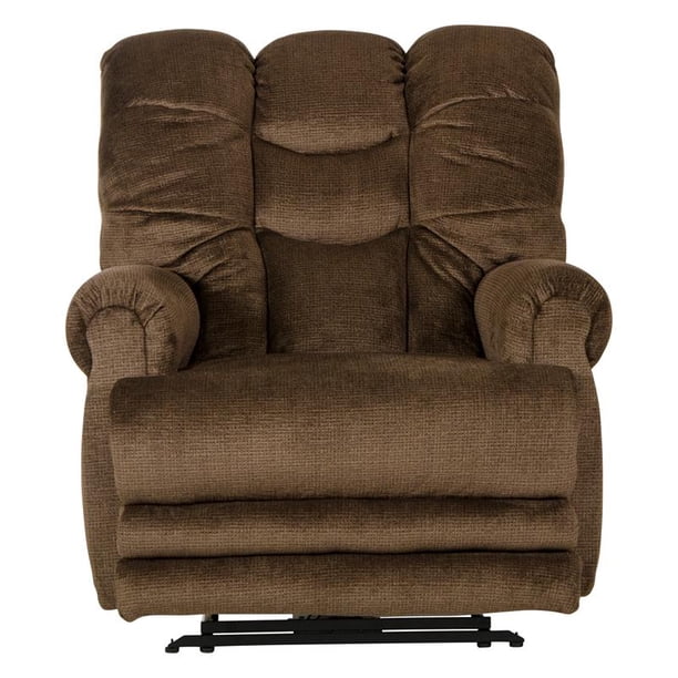 Barkley Power Lay Flat Recliner with Extended Ottoman in Brown ...
