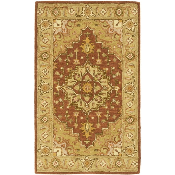 SAFAVIEH Heritage Sheila Traditional Wool Area Rug, Rust/Gold, 2' x 3 ...