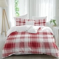 4 Piece Duvet Cover Set Queen, Red White Gradual Soft Breathable ...