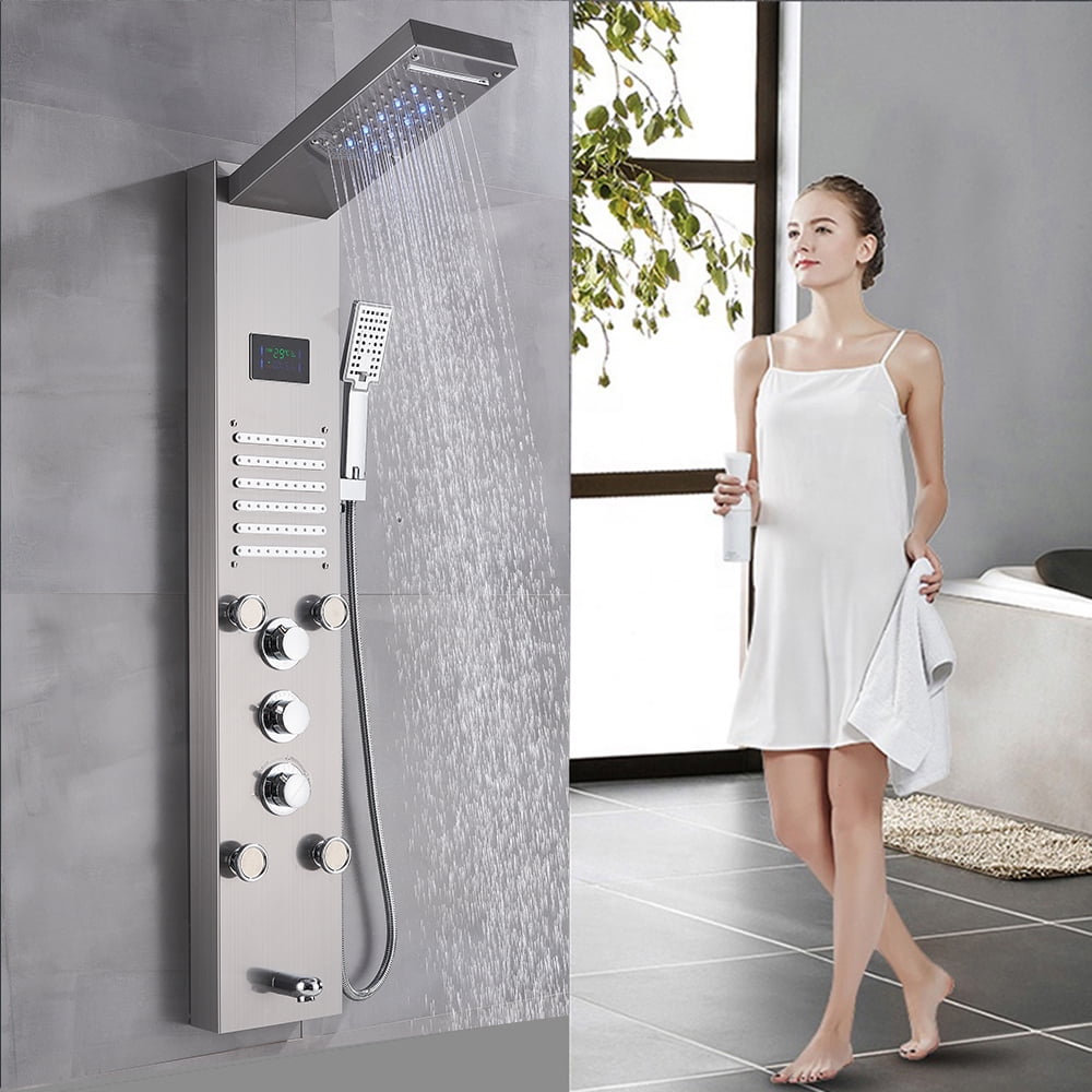 Walmart Brushed Nickel LED Shower Panel Tower System with Temperature ...