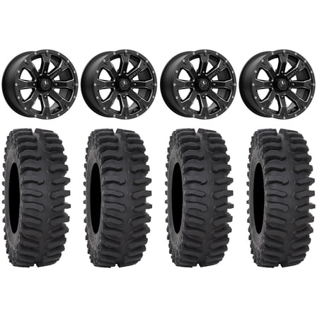 MSA Black Diesel 14" UTV Wheels 29.5" Terminator Tires Yamaha Viking ...