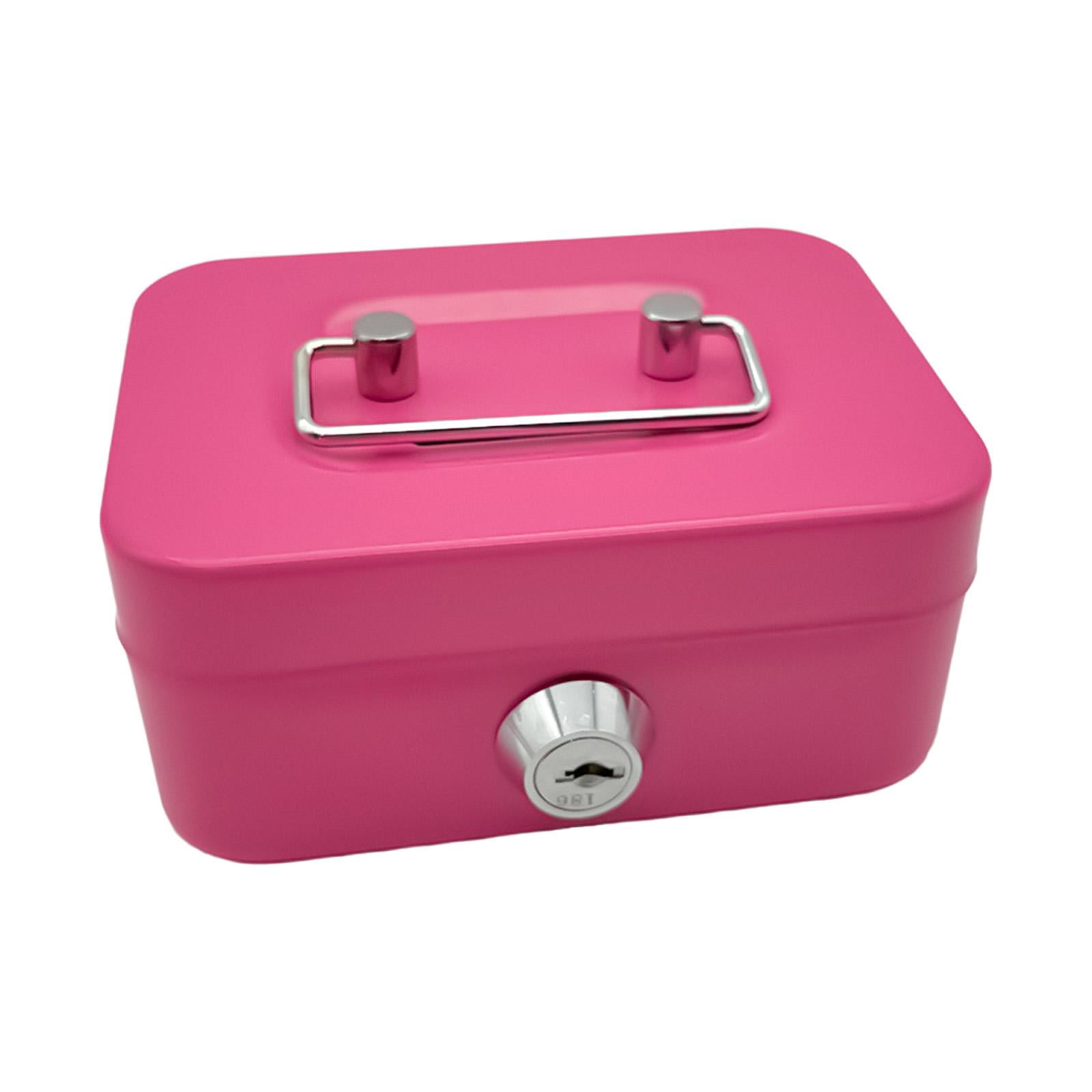 Kids Metal Safe Bank Cash Box With Key Lock,Small Portable Safe Metal ...