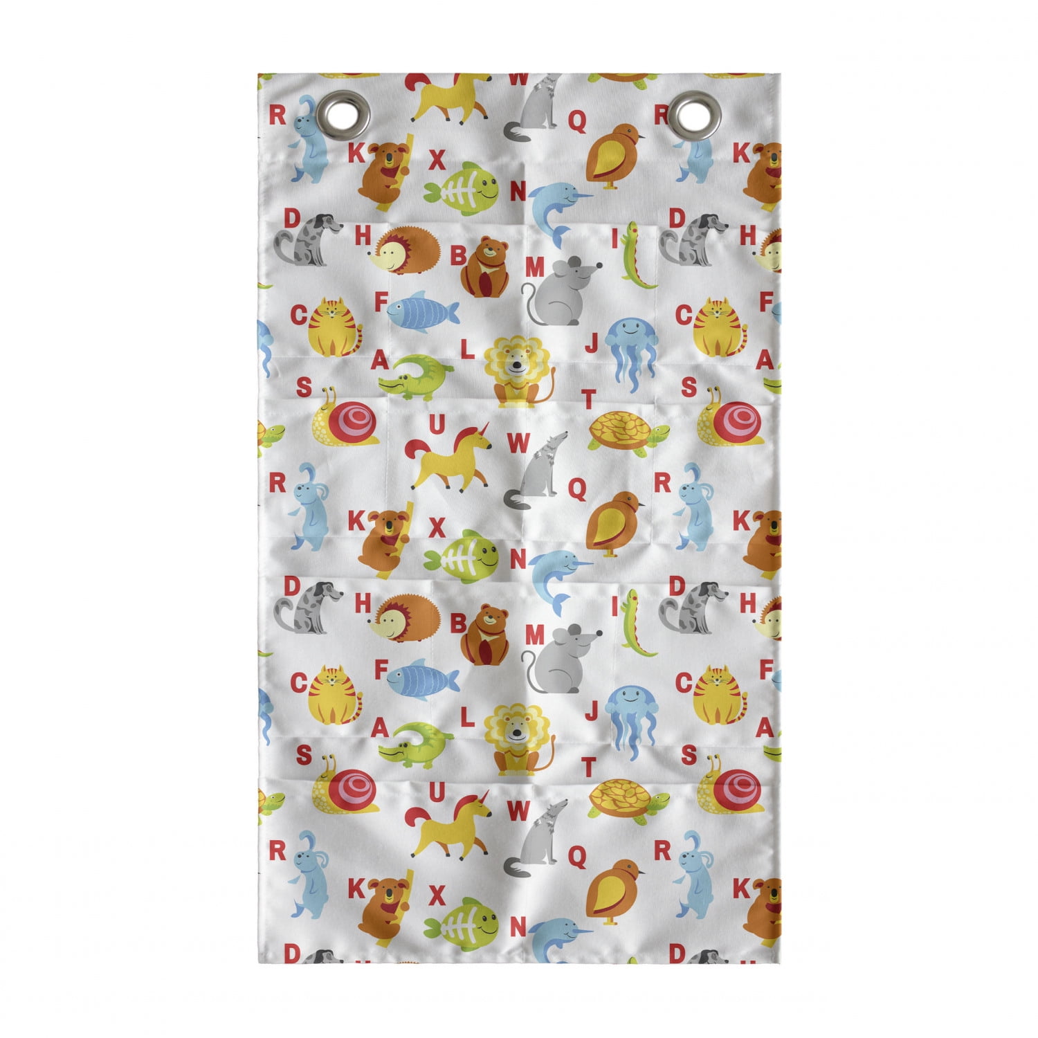 Cartoon Hanging Pocket Organizer, Various Animals with Their Letters ...