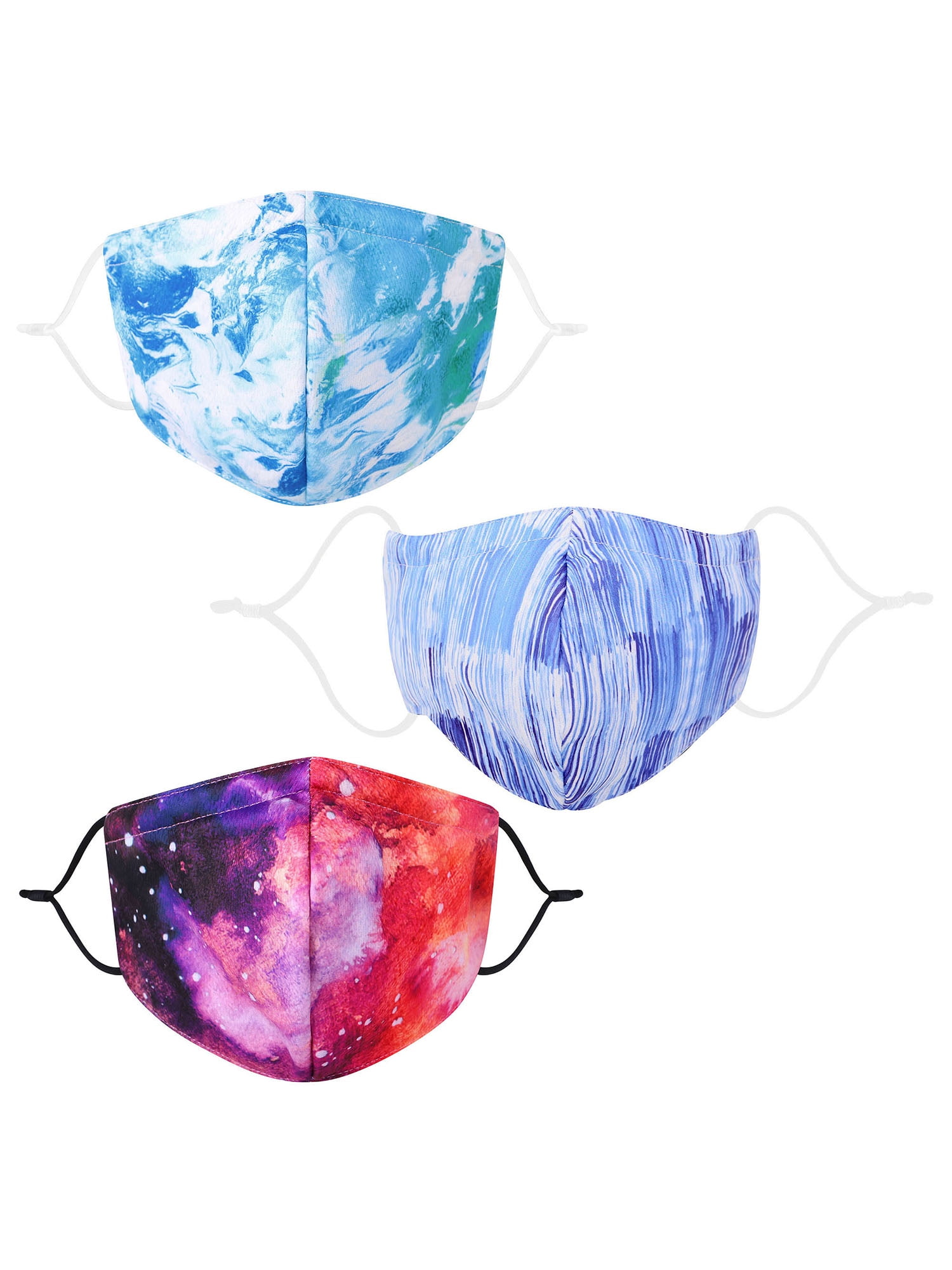 3 Pack Cloth Face Mask Reuseable Washable Print Mouth Mask Cover Galaxy ...