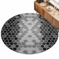 Black Gray Gradient Hexagon Round Area Rug 3ft,Living Room Rug Non-Slip ...