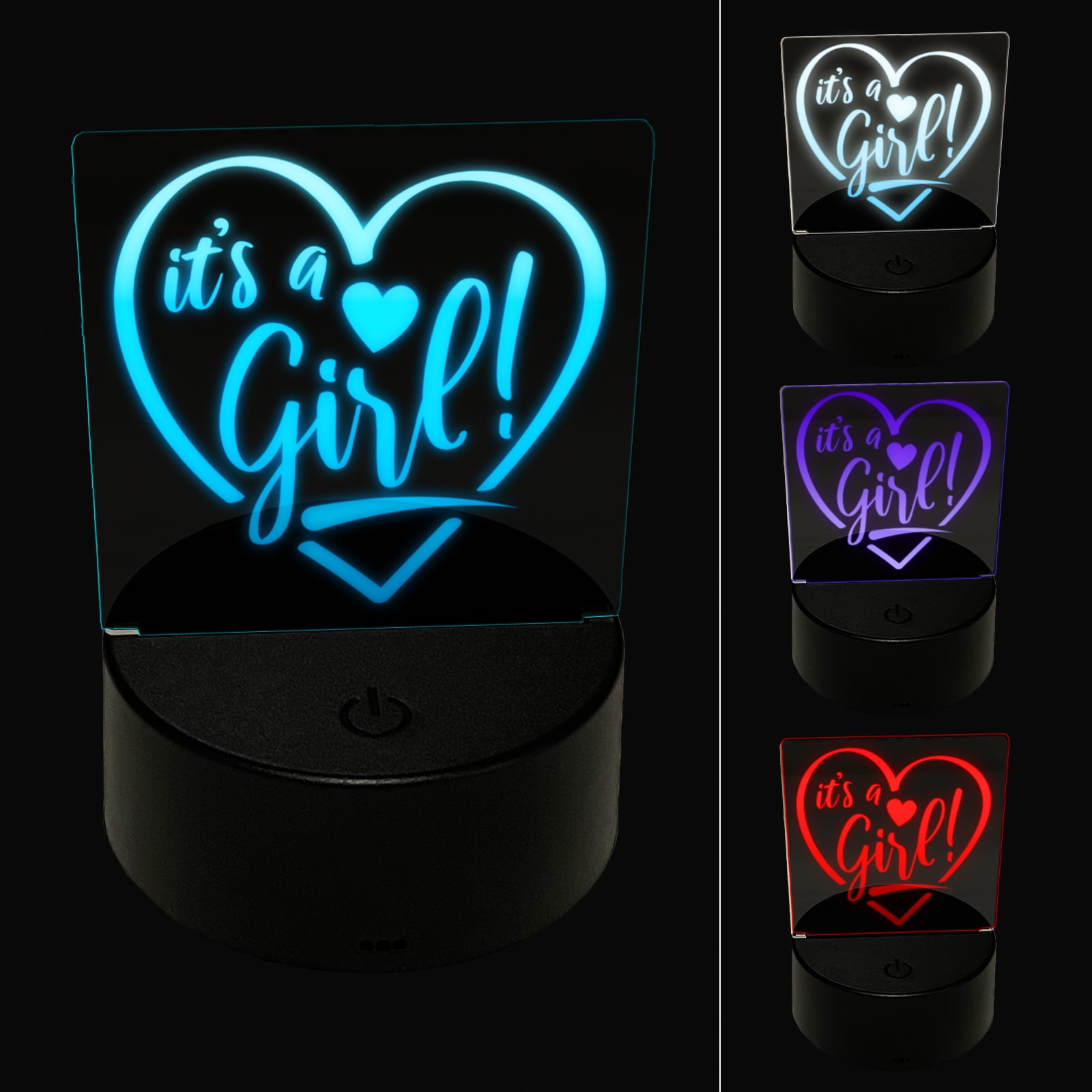 It's a Girl Baby Shower LED Night Light Sign 3D Illusion Desk ...