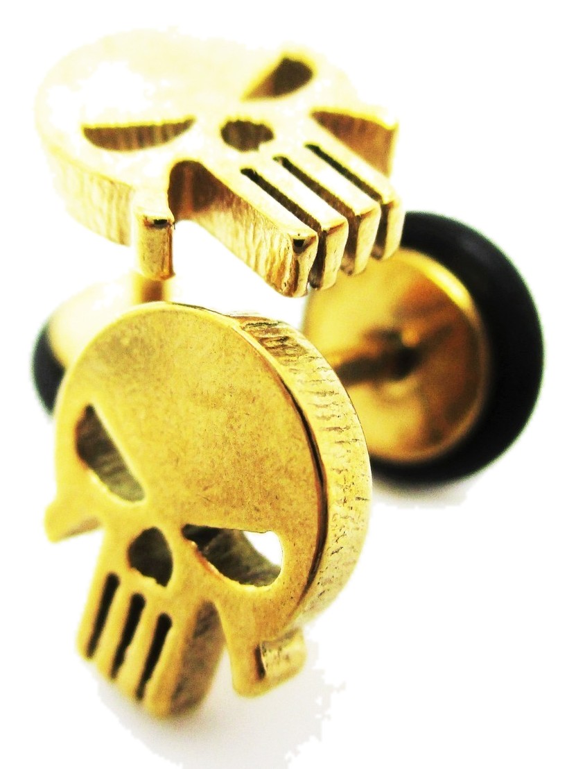 Gold Punisher Skull Cutout Earrings - Walmart.com