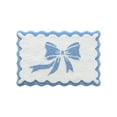 Bow Bath Mat Blue White Bathroom Rug Cute Scalloped Rugs Non Slip Floor ...
