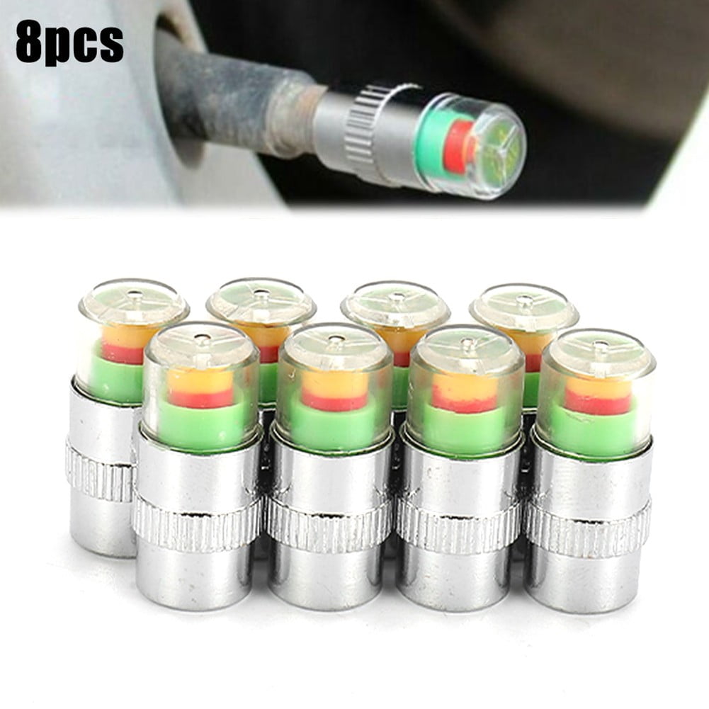 8Pc New Car Tire Pressure Monitor Valve Cap W/Sensor Indicator 3 Color ...