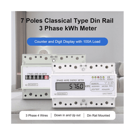 Qtmnekly Three Phase 4 Wires Digital Power Electric Electricity Meter ...