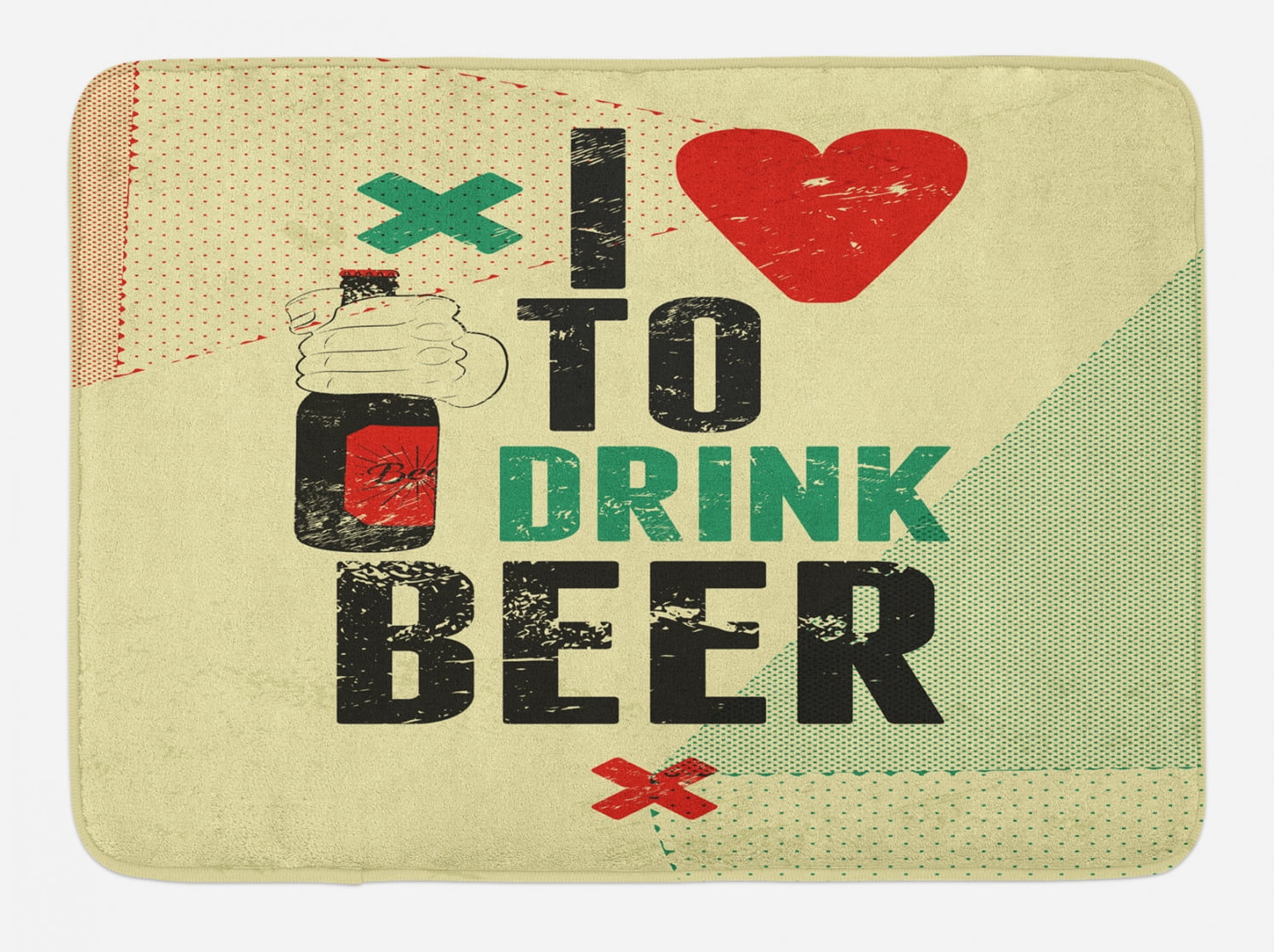 Retro Bath Mat, I Love to Drink Beer Calligraphy with A Hand Holding ...