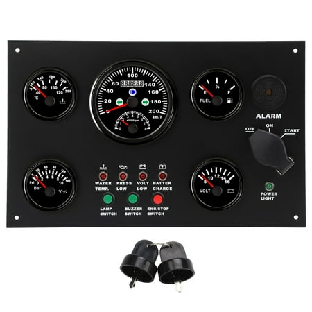 Marine Instrument Panel with Red Backlit and Steering Indicator Oil ...