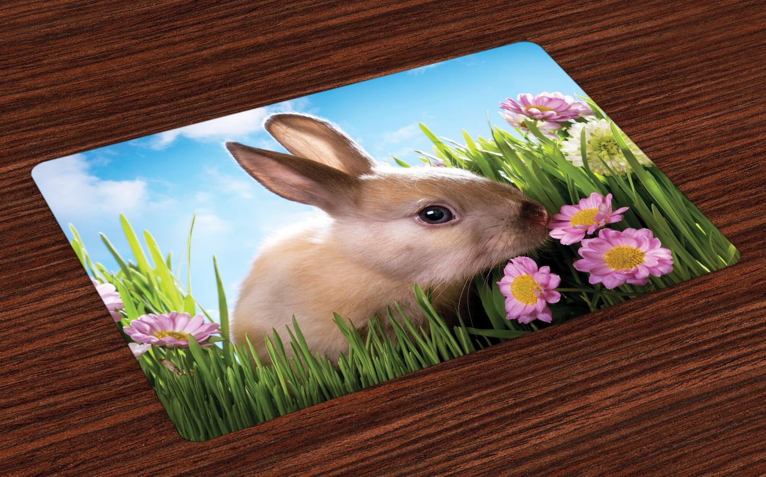 Ambesonne Easter Place Mats Set of 4, Grass and Spring Flowers ...