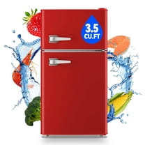 TACOOL Small Refrigerator with Freezer Retro Mini Fridge with Removable ...
