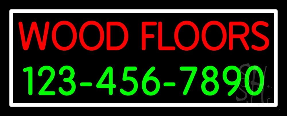 Wood Floors With Number LED Neon Sign 10" Tall x 24" Wide - inches ...