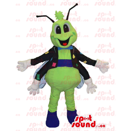 Green Bug With Wings Dressed In A Jacket And A Bow Tie - Mascots insect ...