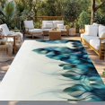 Abstract Art Outdoor Rug, Soft Edge Green Feather Decoration Non-Slip ...