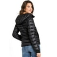 Love Tree Women's Packable Quilted Travel Jacket, Black Hooded, Slim ...
