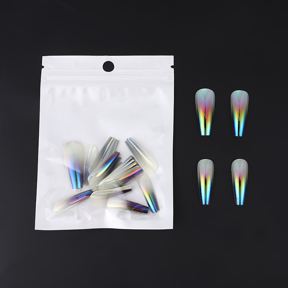 Fake Nail Of 24 Pcs Long Ballerina Nail With Gradient Brilliant Color ...