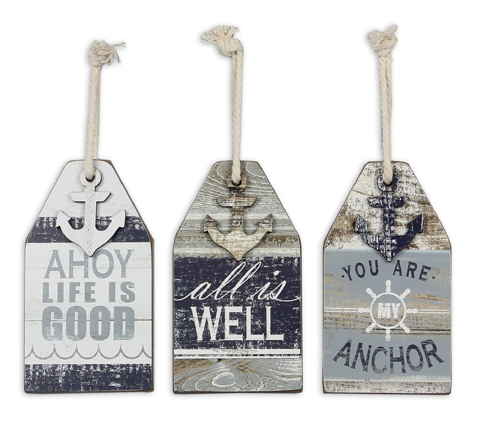 Shaped Boat Buoy Wall Signs Set of 3 Painted Wood - Walmart.com