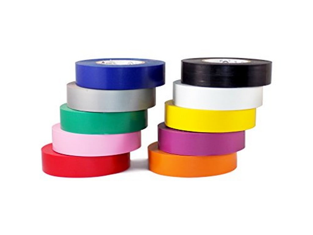 Rainbow Pack Electrical Tape 3/4" X 66 Ft Roll 7 Mil (10 Color/Pack ...