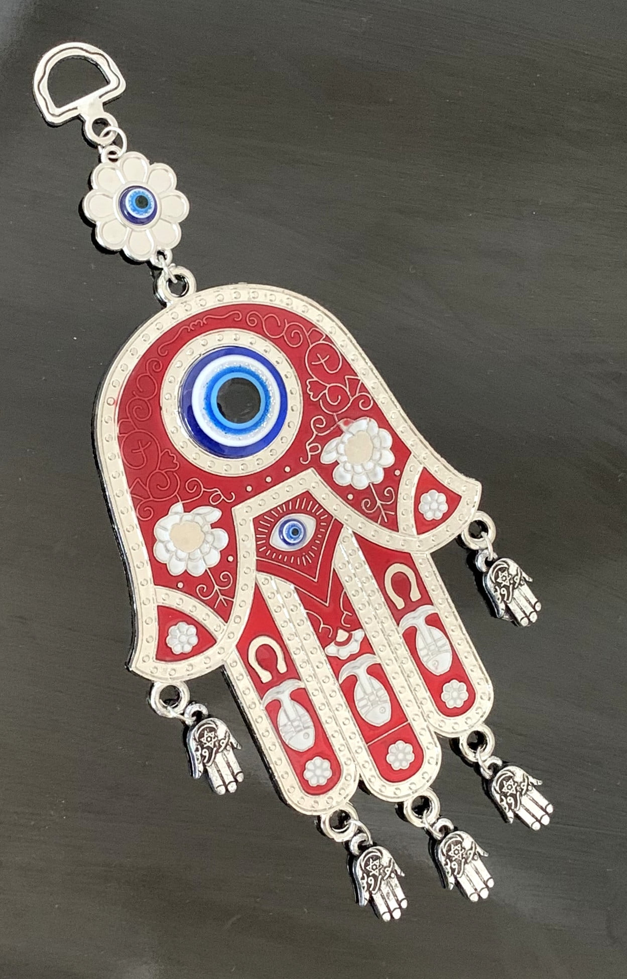 Red Hamsa Hand Turkish Evil Eye Protection Home Office Decor Almulet ...