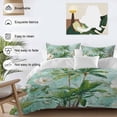 Camellia Flower Palm Tree Duvet Cover Set Queen Size, White Floral Mint ...