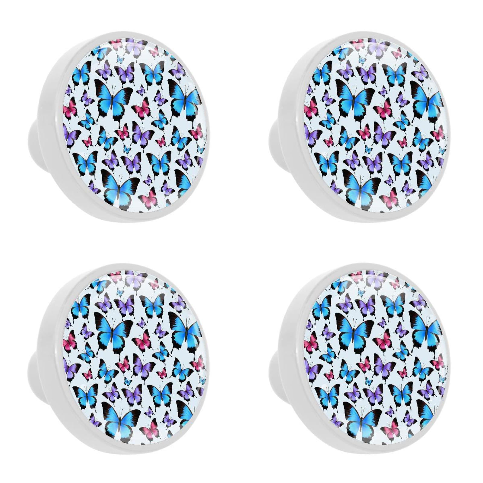 4 Pcs Pink Butterflies Knobs for Kitchen Cabinet Cupboard Dresser ...