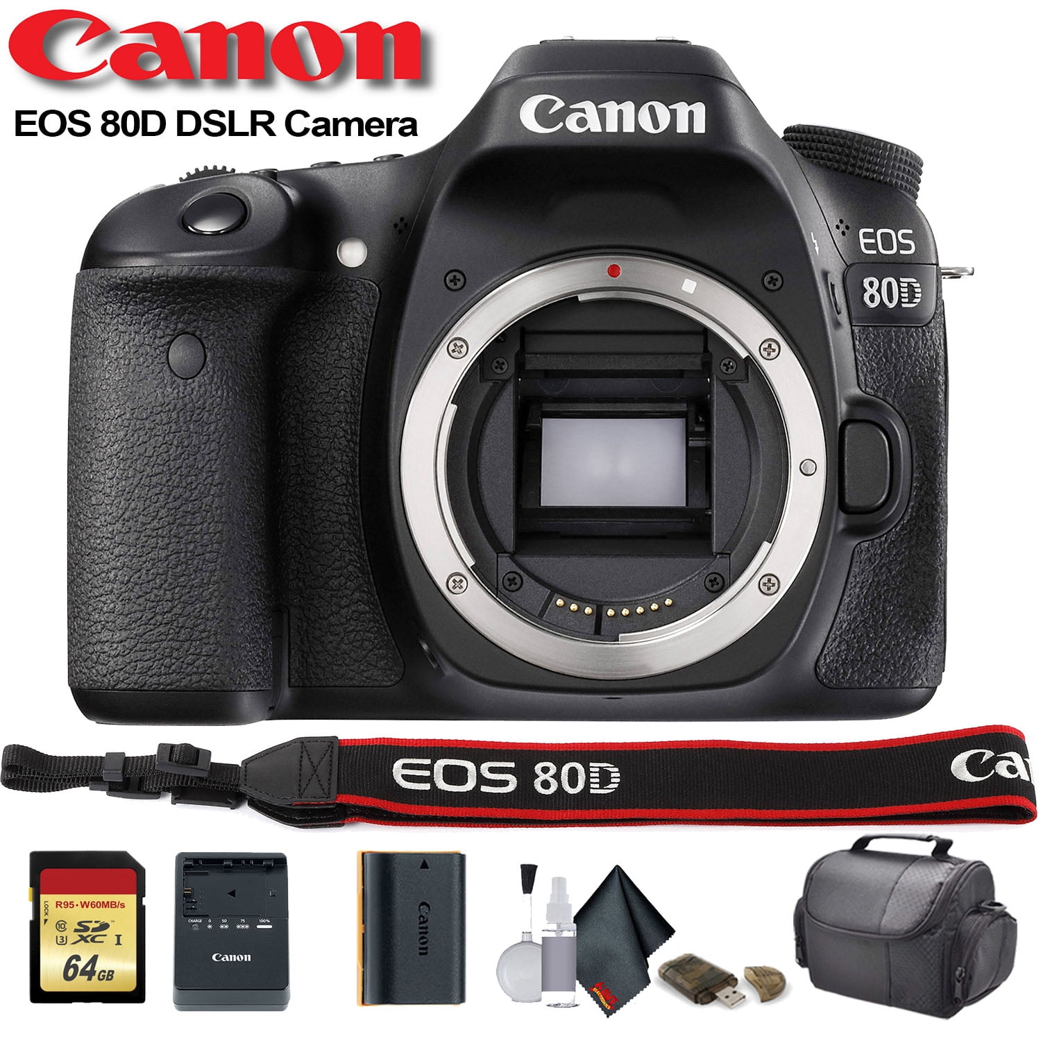 Canon EOS 80D DSLR Camera (Intl Model) - Starter Bundle - Walmart.com