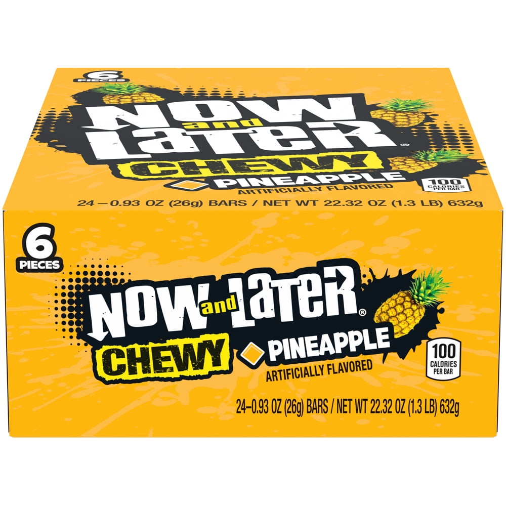 Now and Later, Pineapple Chewy Candy, 0.93oz (Box of 24) - Walmart.com
