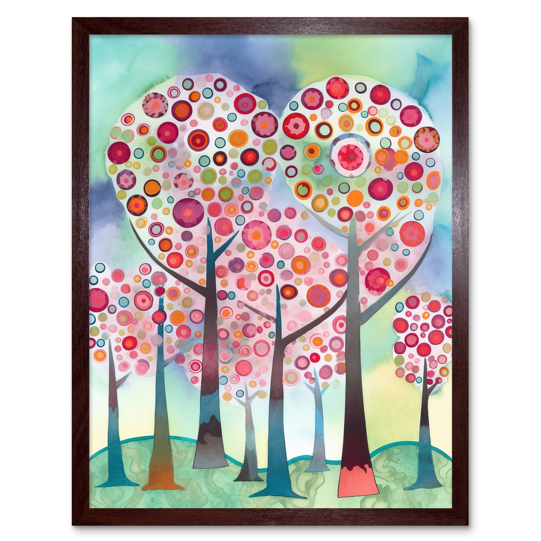 Kandinsky Inspired Trees Blooming In Spring Folk Art Watercolour ...