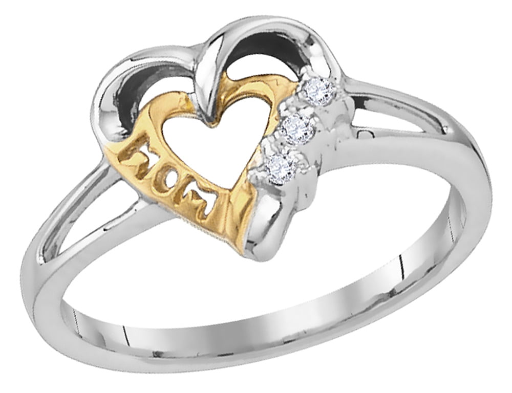 Diamond Heart MOM Ring in Sterling Silver | Walmart Canada