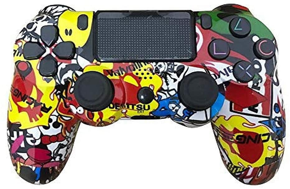 with Dual Vibration Shock Wireless Controller for PS4 Audio Microphone ...