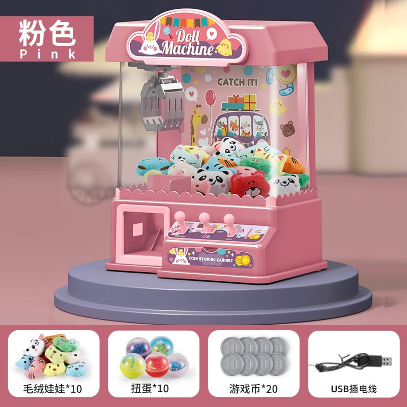 Mini Claw Machine Game Toy With Music Light Electric Coin Operated Doll ...