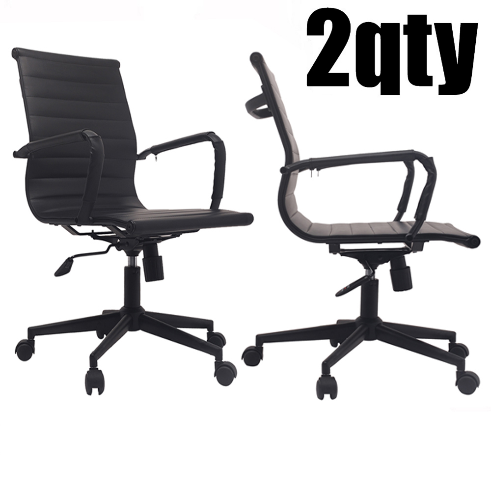 Homelala Set of 2 Mid Century Office Chair With Arms Wheels Modern ...