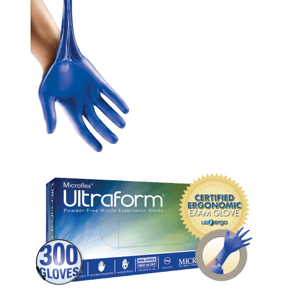 Microflex Small Custom Blue 9.055" UltraForm 2 mil Latex-Free Nitrile ...