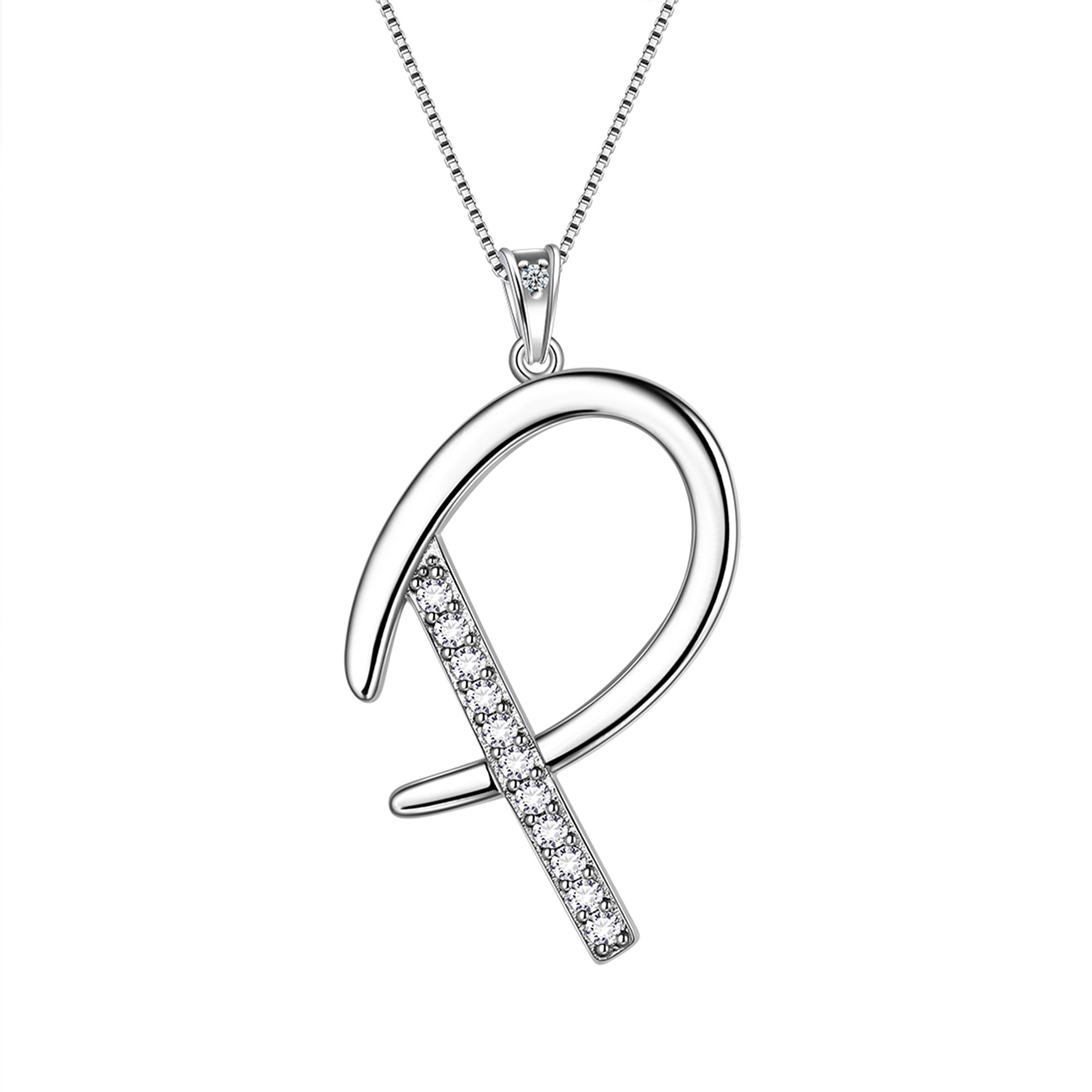 Beautlace Initial Letter P Necklace - 925 Sterling Silver Personalized ...