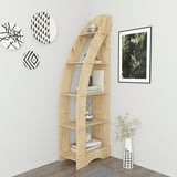 Orsa 71'' Wood Storage Bookcase Shelf, Corner Unit with Natural Oak ...