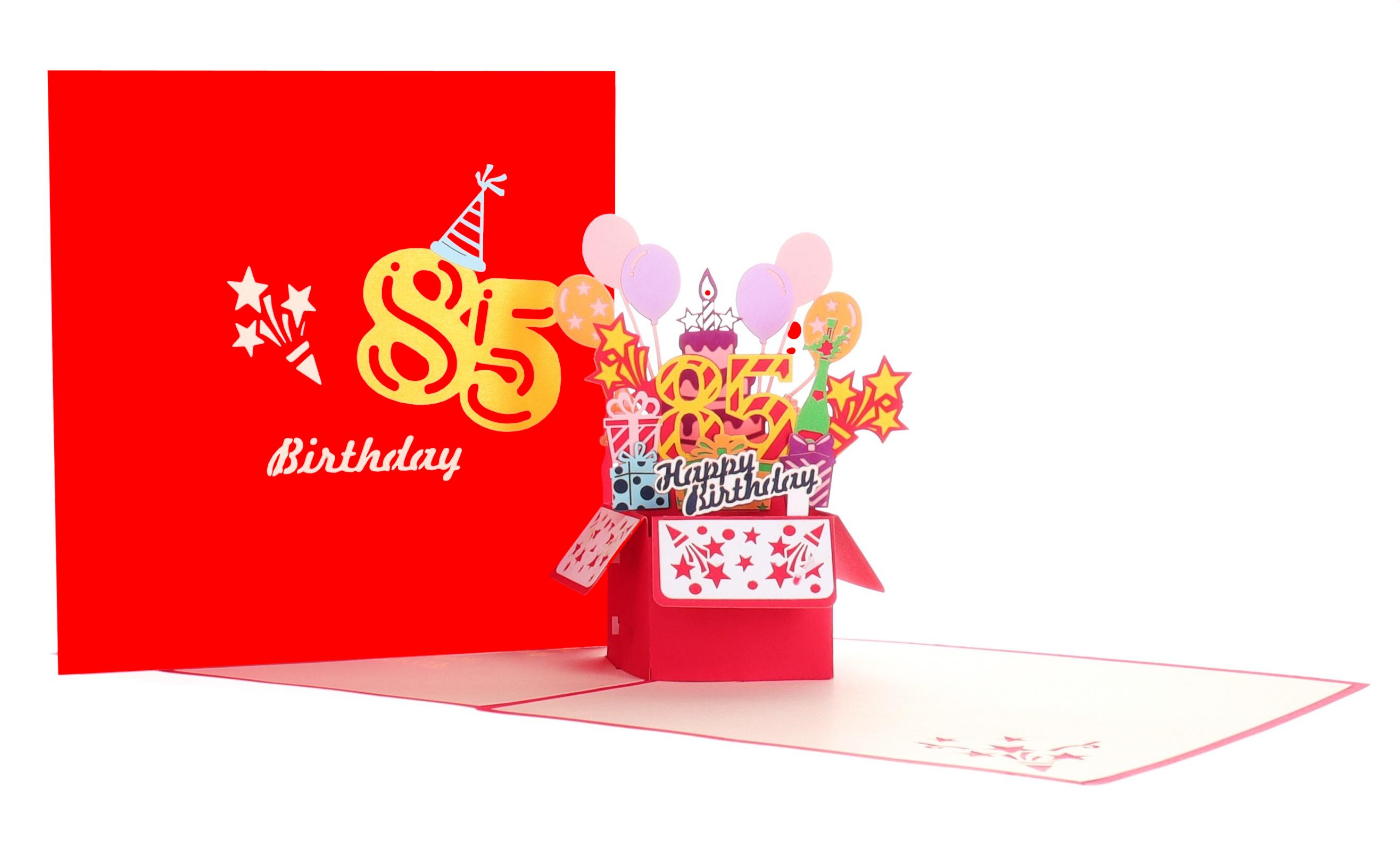 iGifts and Cards Happy 85th Birthday Red Party Box 3D Pop up Greeting ...