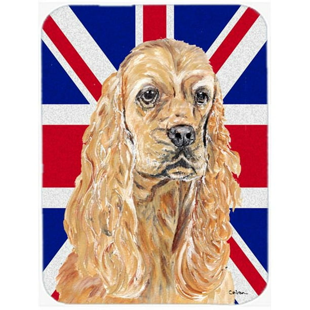 Buff Cocker Spaniel avec Engish Union Jack drapeau britannique planche ...