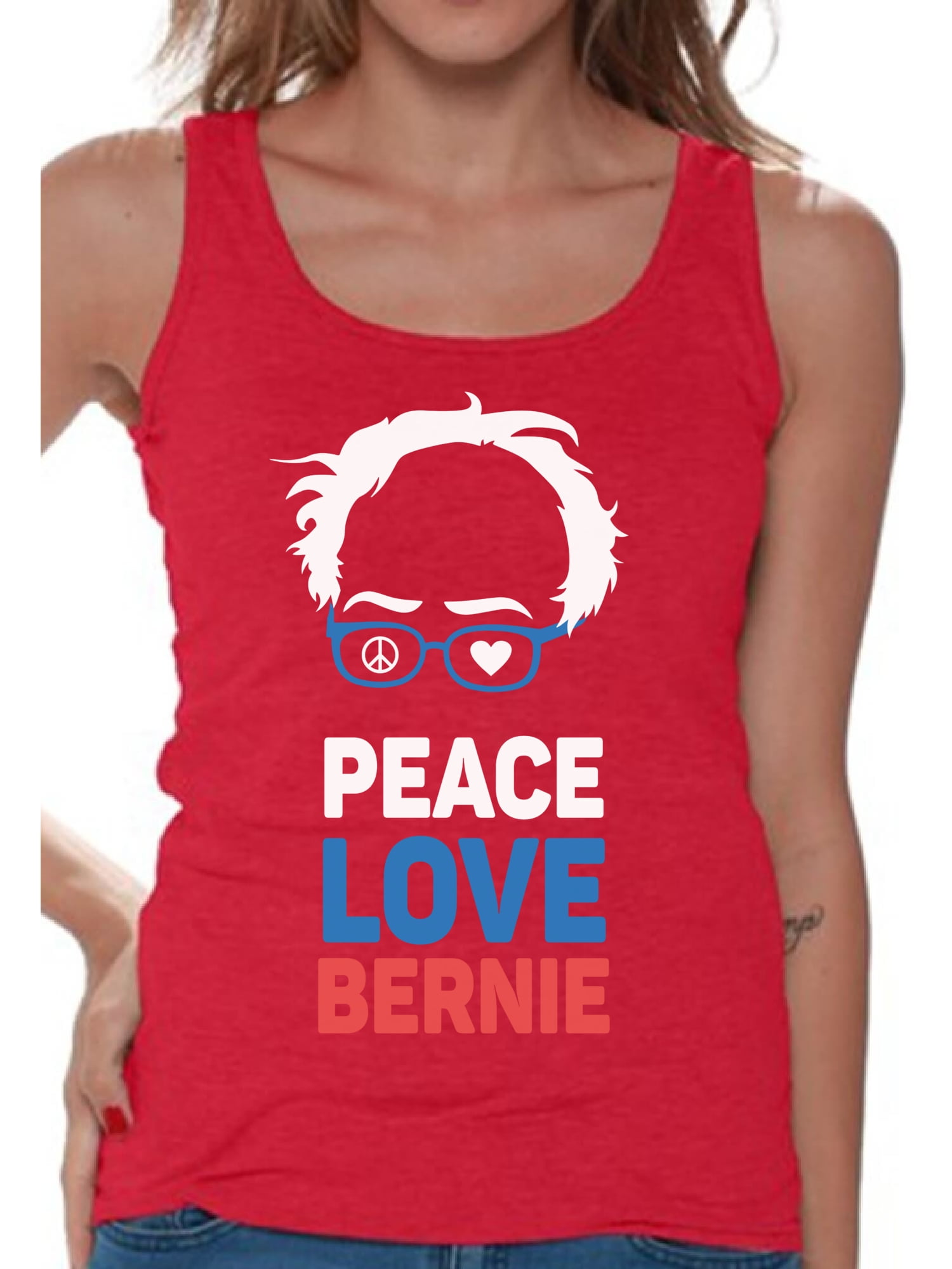 Awkward Styles Peace Love Bernie Ladies Tank Bernie for President Tank ...