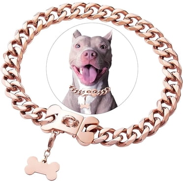 W/W Lifetime Gold Cuban Chain Collar for Small Medium Large American ...