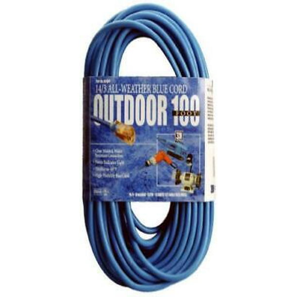 Coleman Cable Outdoor 100 ft. L Blue Extension Cord 14/3 SJTW - Walmart.com Coleman Cable Outdoor 100 ft. L Blue Extension Cord 14/3 SJTW - Walmart.com