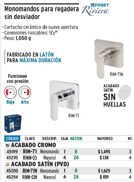 Maneral para monomando, Riviera Foset Maneral para monomando, Riviera ...