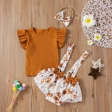 Izhansean Baby Girl Summer Floral Romper Jumpsuit Shorts, 3-Piece Set (0-3 Months) - Walmart.com