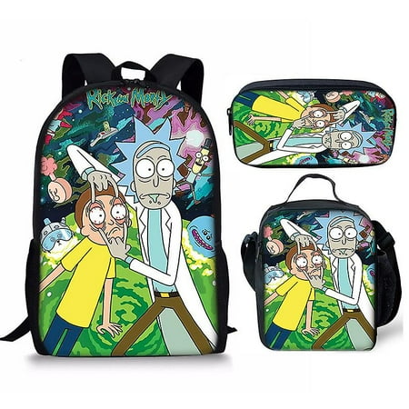 Rick And Morty School Bag Cartoon Animation Student Backpack/pen Bag ...