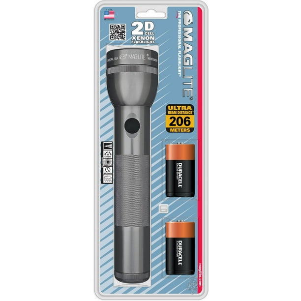 Maglite 2D Cell Flashlight with Batteries, Gray - Walmart.com - Walmart.com