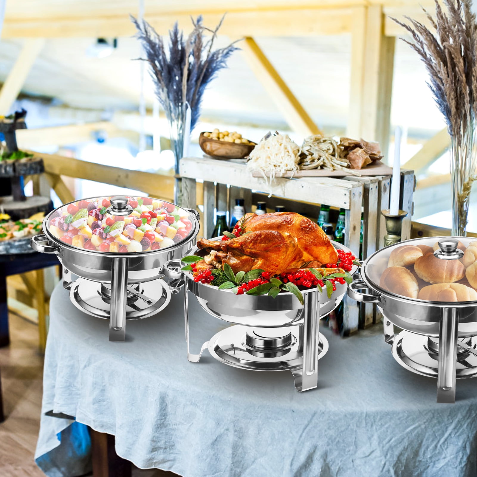 Buy Chafing Dish Set, 2 Pack Chafing Dish Buffet Warmer Set, Stainless Steel Chafing Dish Buffet ...