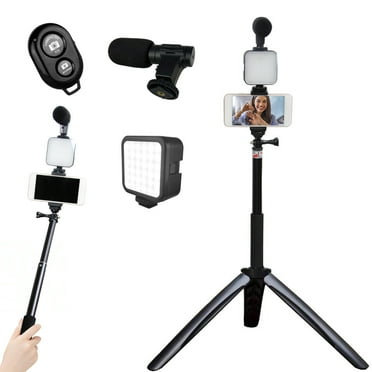 Digipower Super Star Essential Vlogging Kit, with LED Light, Microphone ...