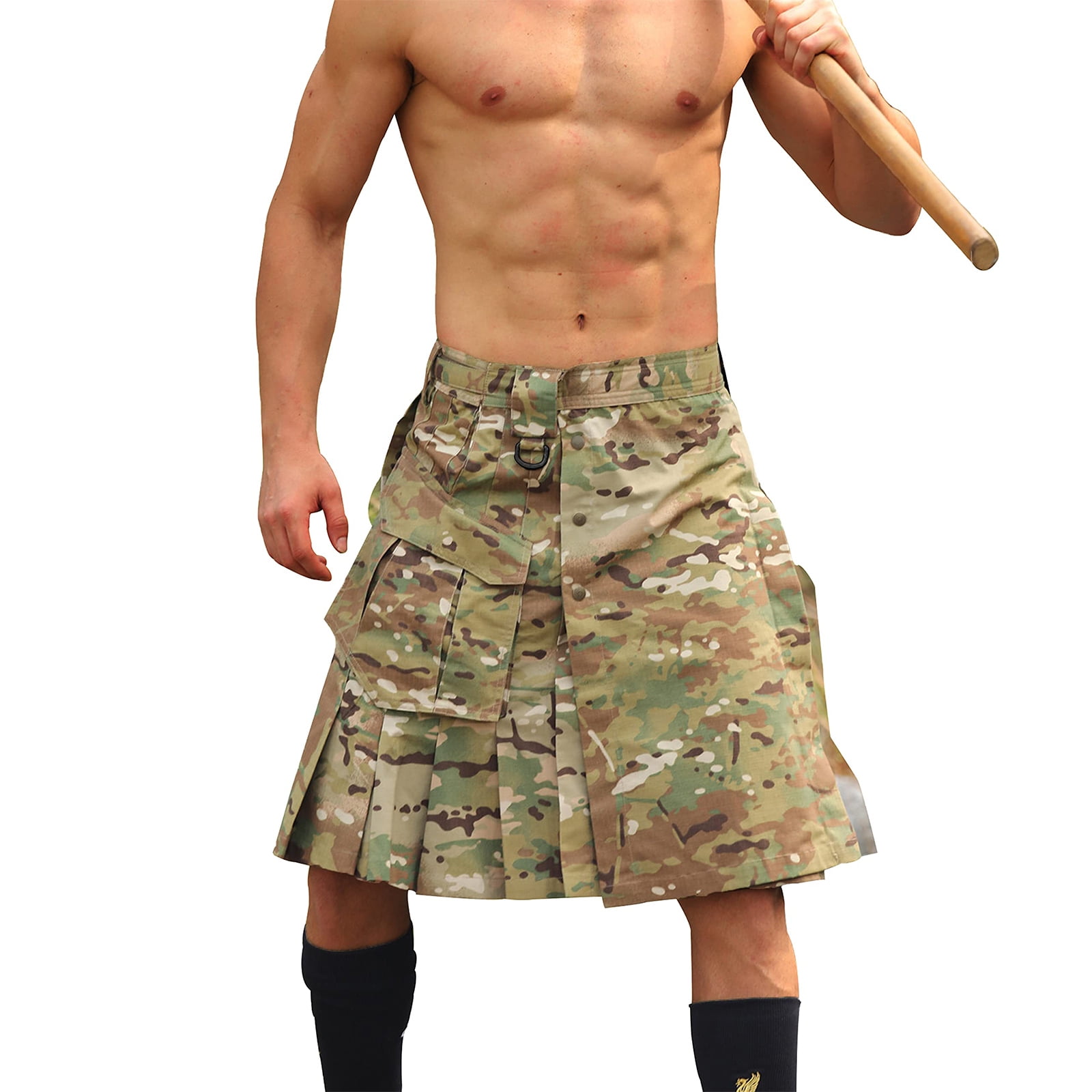 Men's Kilt Camo Scottish Utility Kilt, 24" Pleated Tactical Kilt, Irish Highland Hybrid Kilts ...